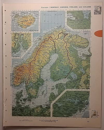 Vintage NORWAY SWEDEN FINLAND ICELAND Atlas Map 1967 MCM World Book ...
