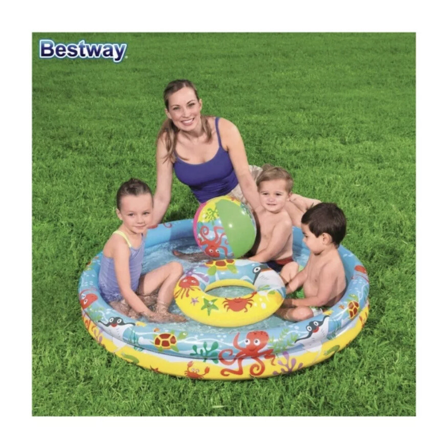 H2O Go 2 Rings Circle Bath Play Pool Swimming Pool Set Kiddie Pool ...