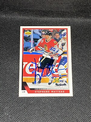 Stephane Matteau 1993-94 Upper Deck #214 Chicago Blackhawks Auto Signed ...