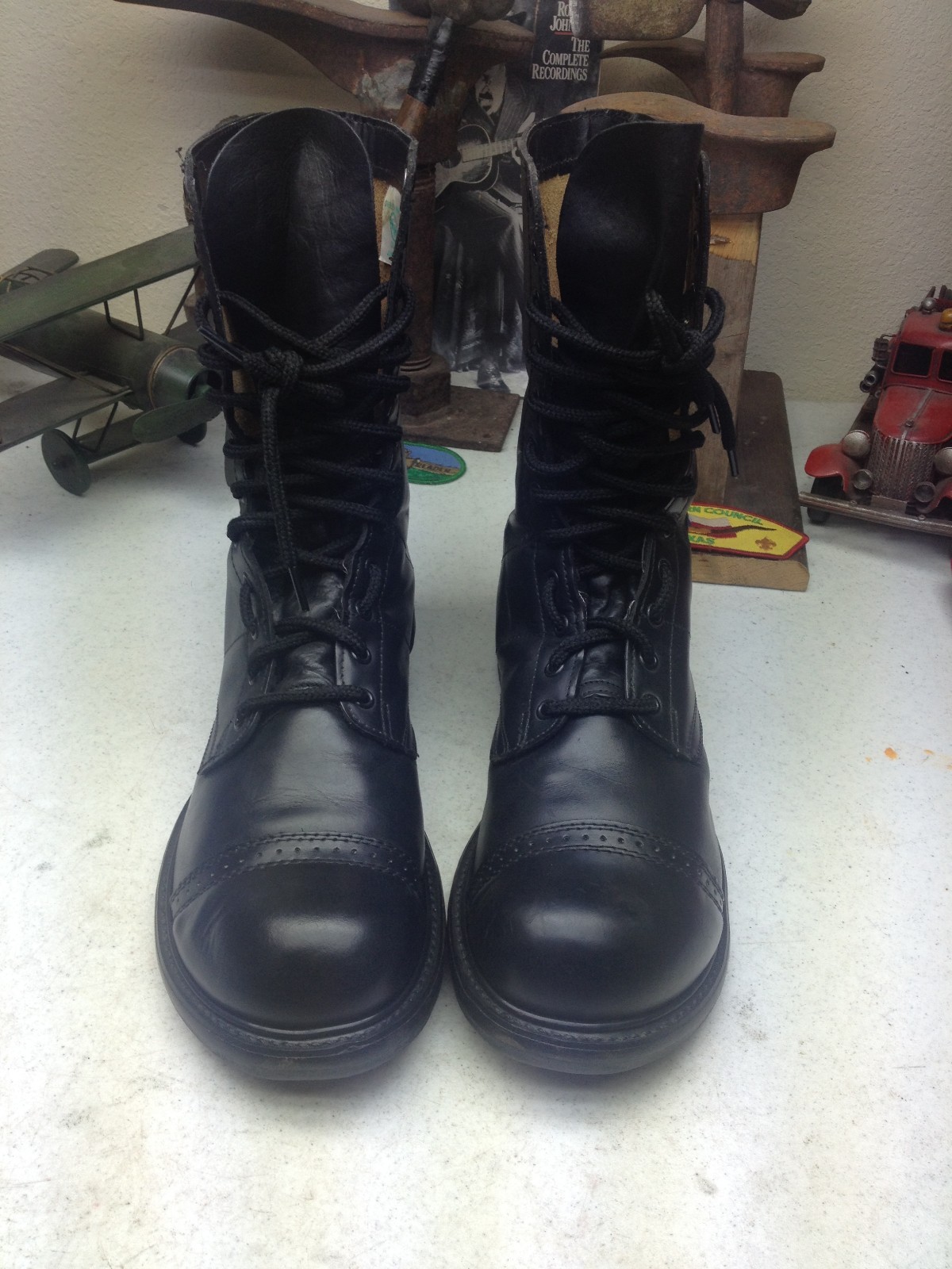 DOUBLE H USA MADE BLACK LEATHER LACE UP PARATROOPER ARMY COMBAT JUMP ...