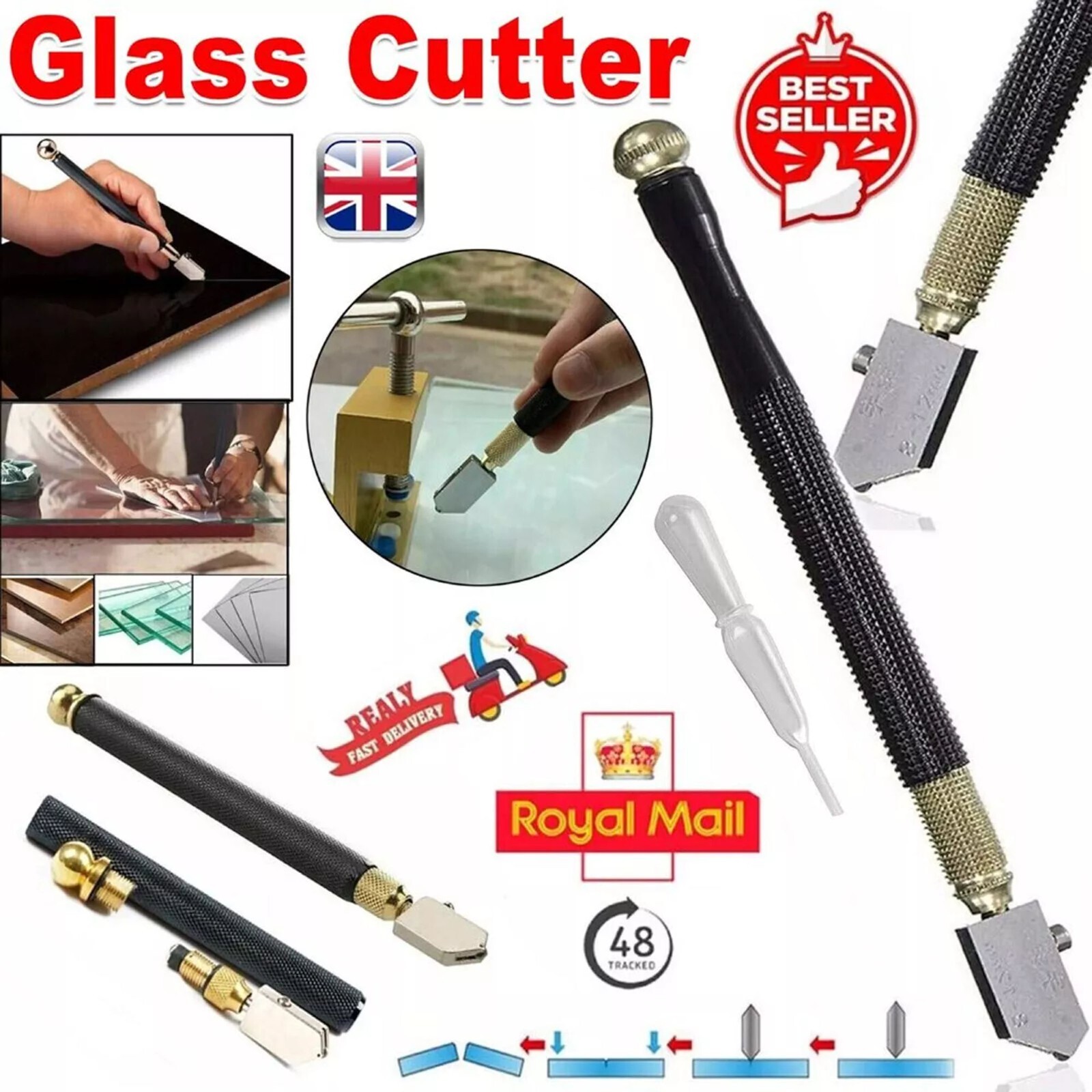 Professional Glass Cutter Oil Lubricated Cutters With Grip Carbide ...