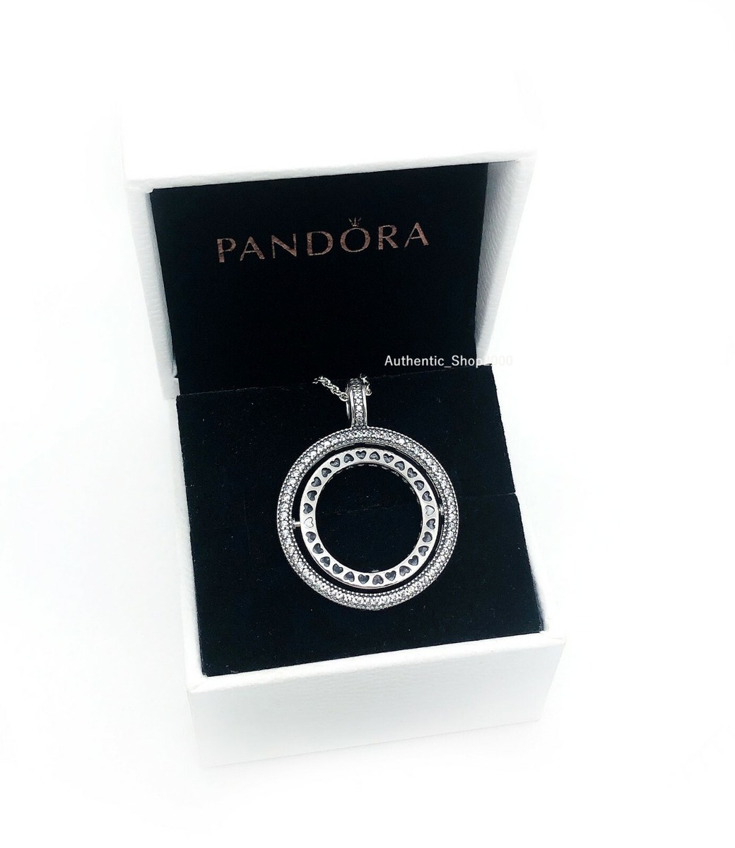 NEW 100% PANDORA 925 Spinning Hearts Logo Circle Pendant NEW 100% PANDORA 925 Spinning Hearts Logo Circle Pendant