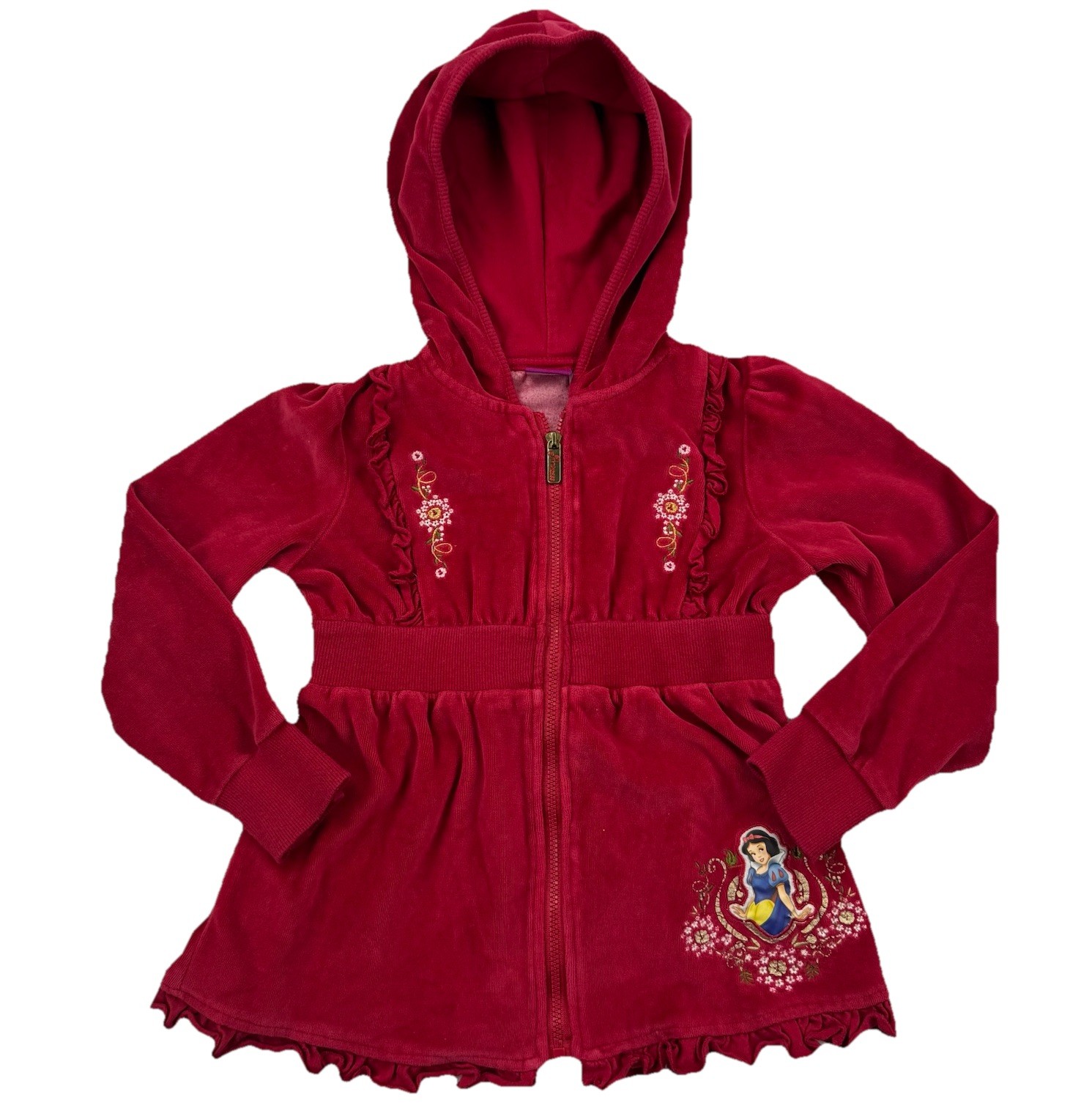 Disney Princess Snow White Hoodie Dress Girls 4T Red Velour Zip Up ...