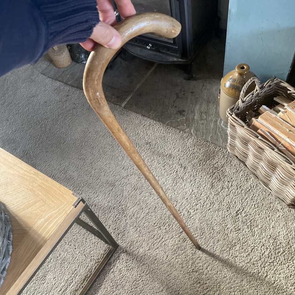 Vintage Curved Handle Walking Stick crook handle, Traditional Cane ...
