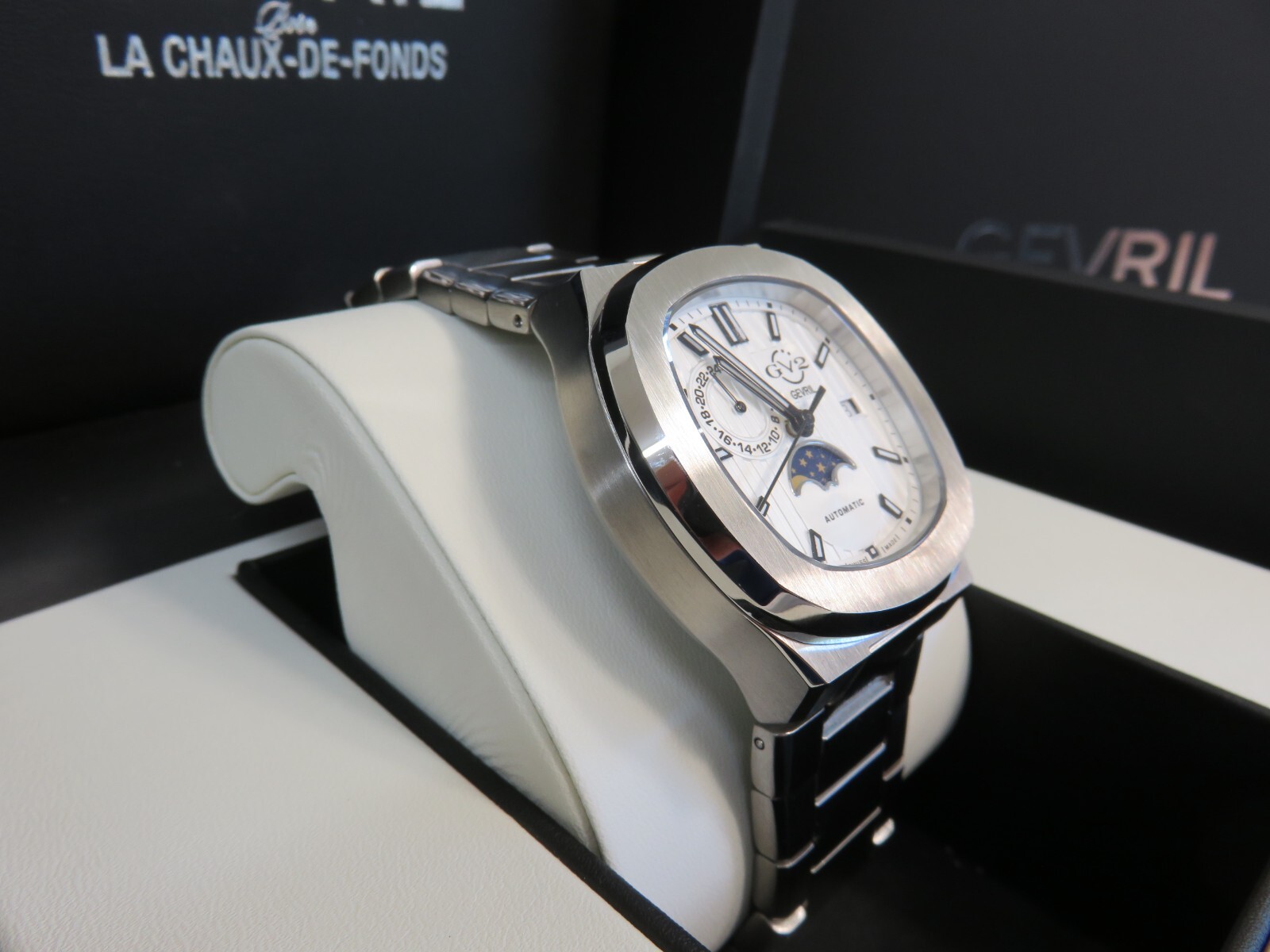 GV2 by Gevril Men's 18400B Potente Moon Phase Swiss Automatic Sellita ...