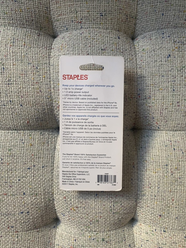 Staples Power Bank Battery Charger - Silver | eBay