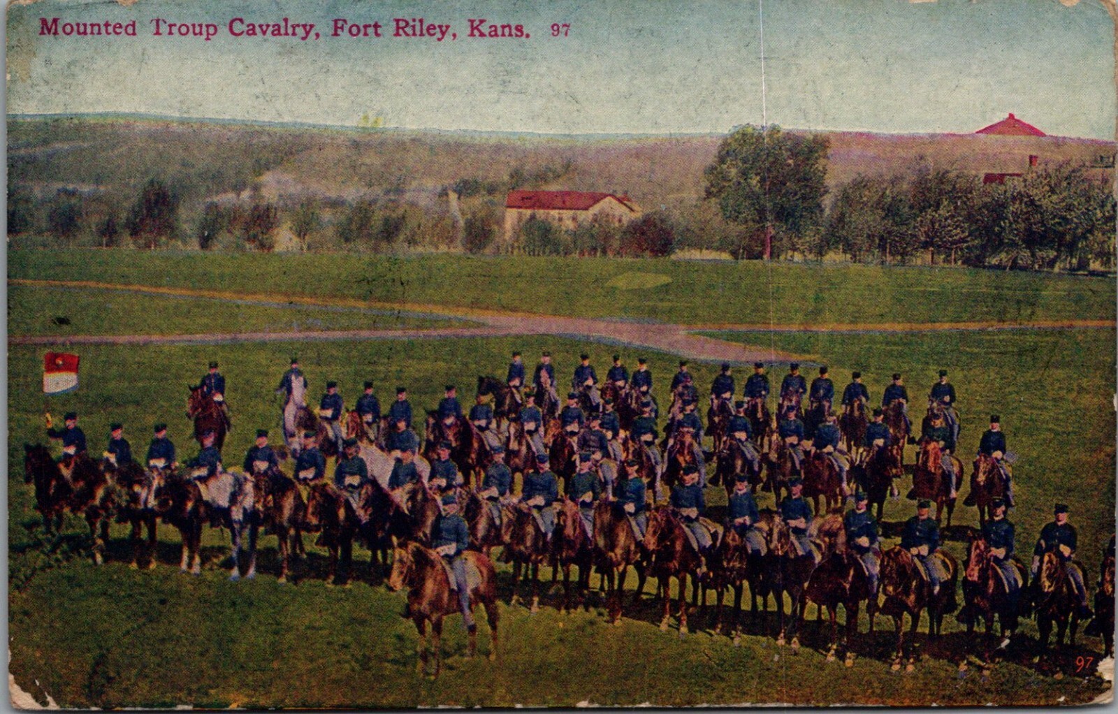 Vintage Mounted Troup Cavalry Fort Riley Kansas Postcard E126 | eBay