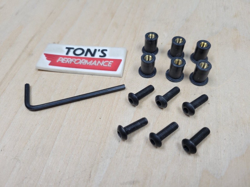 6 Black STAINLESS STEEL wind screen fairing bolts nuts replacement for ...