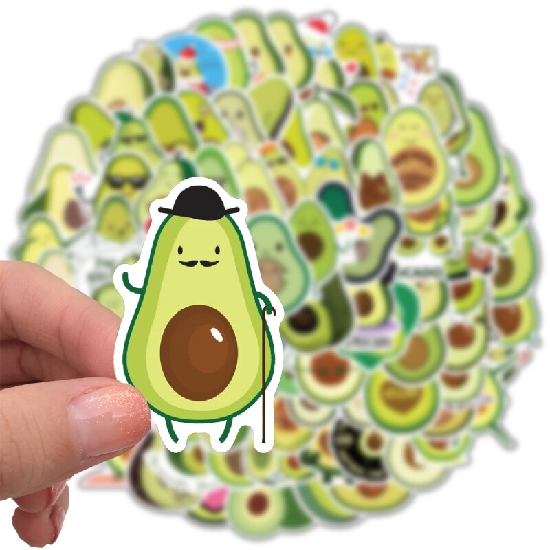 100pcs/Pack Avocado Stickers PVC Waterproof Cute Fruit Sticker for ...