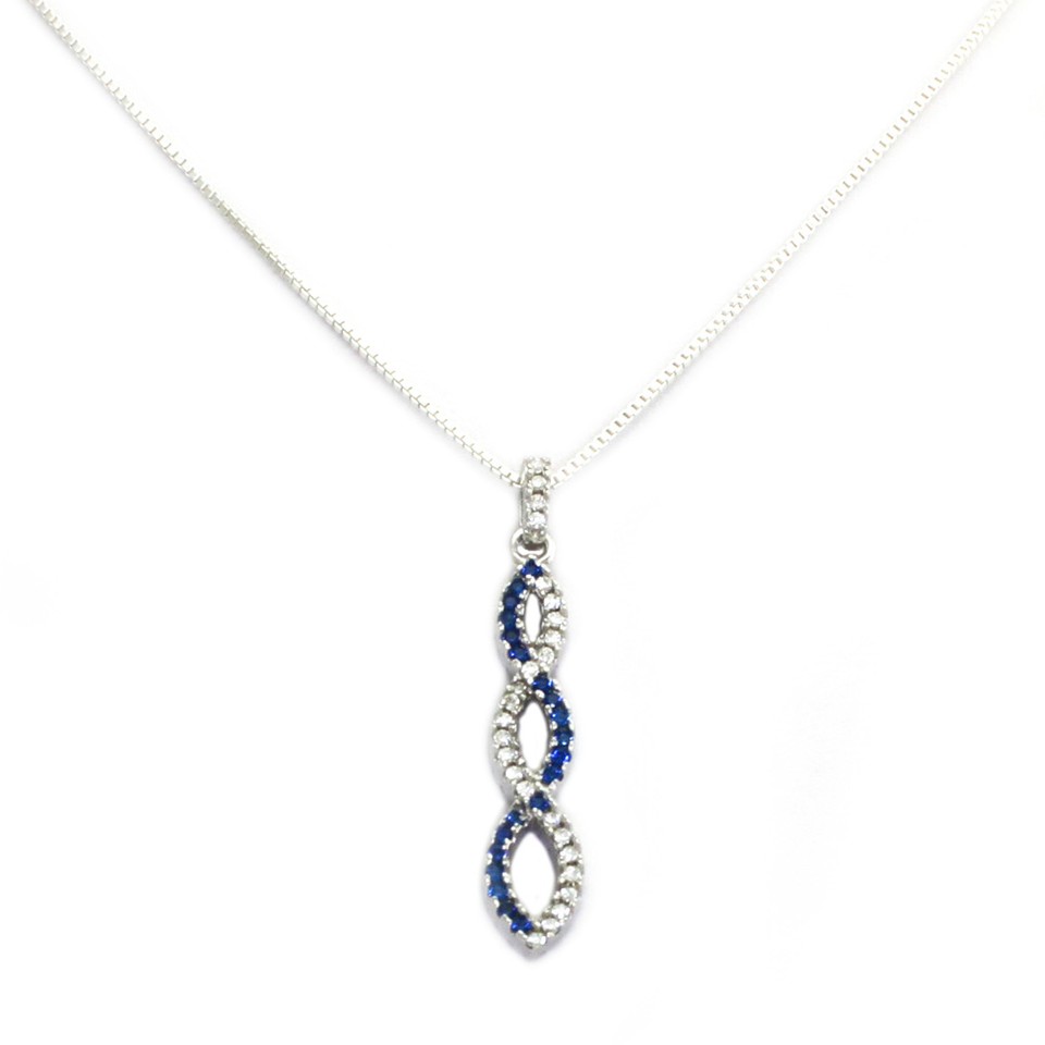 Sterling Silver 925 Sapphire Ruby Double Helix Infinity CZ Pendant | eBay