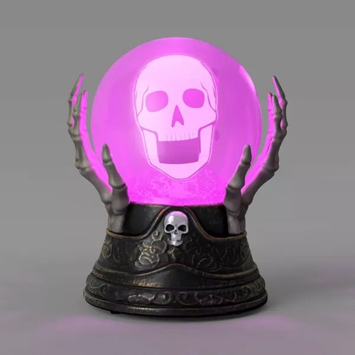 Light Up Crystal Ball with Skull Projection Halloween Decorative Prop ...