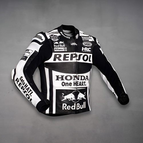 Mens Honda Repsol Motorbike Racing Leather Jacket Motorcycle Biker ...