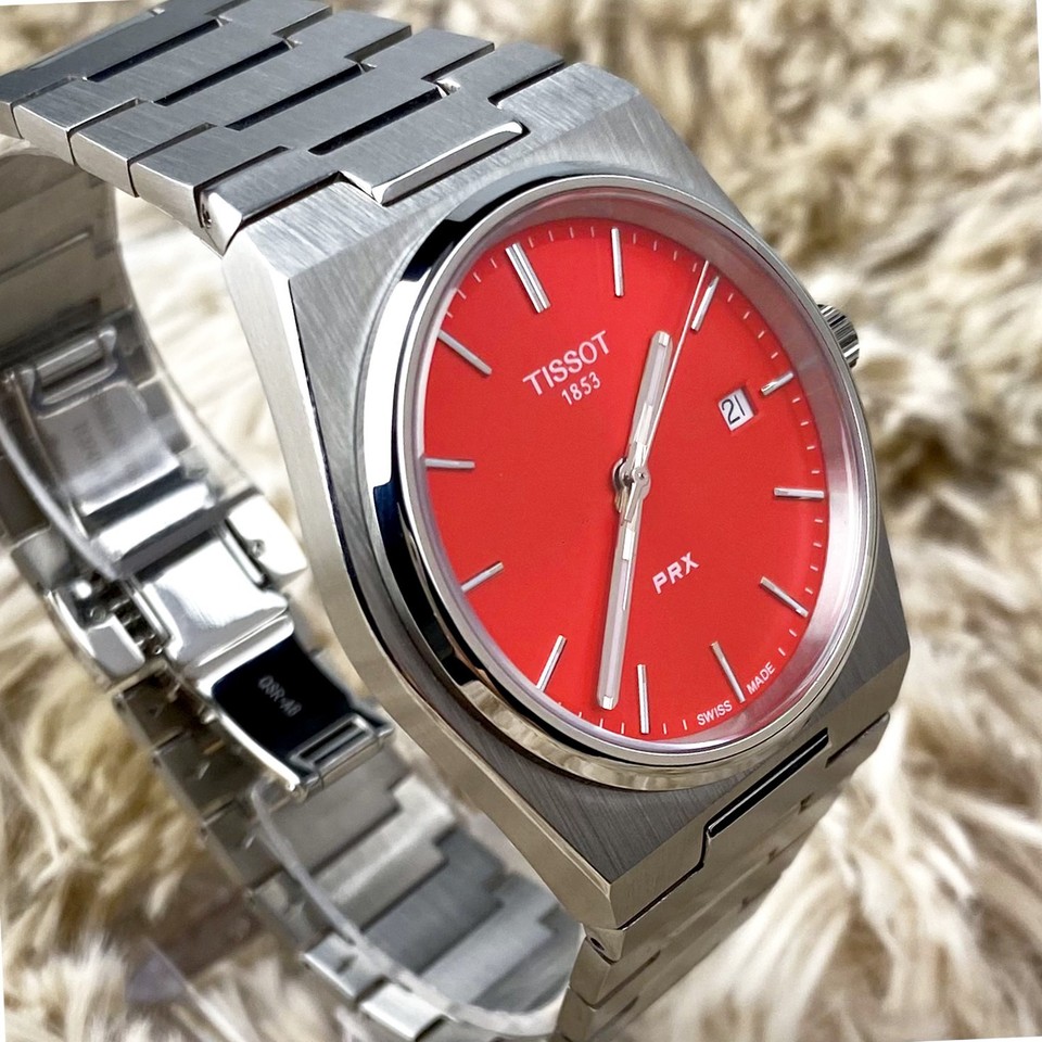 Tissot PRX 40mm Red Dial Stainless steel Men's Watch T137.410.11.421.00 ...