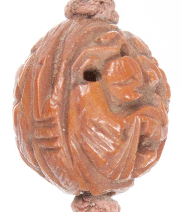 Antique Chinese Hand Carved Hediao Nut Pit Beads Carved Wooden Basket ...