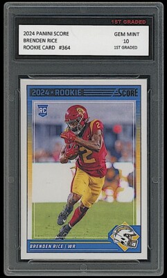 Brenden Rice 2024 Panini Score 1st Graded 10 Rookie Card Chargers #364 ...