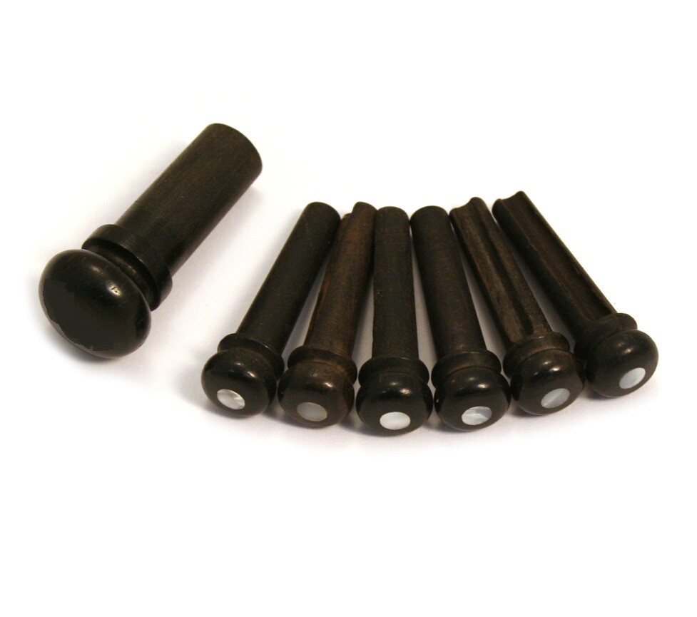Traditional Acoustic Guitar Ebony Bridge Pin Set w/Endpin BP-0855-0E0 ...