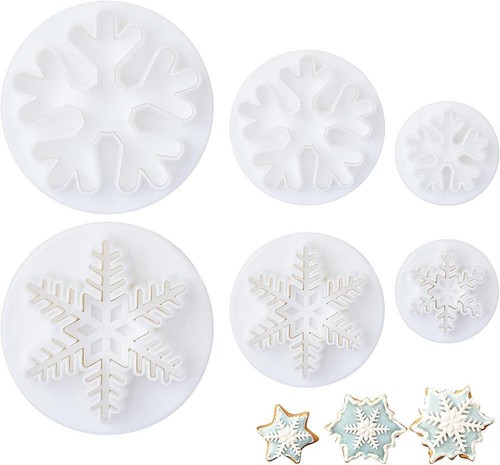 6 PCS Snowflake Cookie Cutters Fondant Cutters Cake Molds Decoration ...