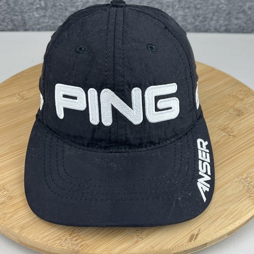 PING Golf Hat Cap Strapback Black G25 Anser Logo Spellout Embroidered ...