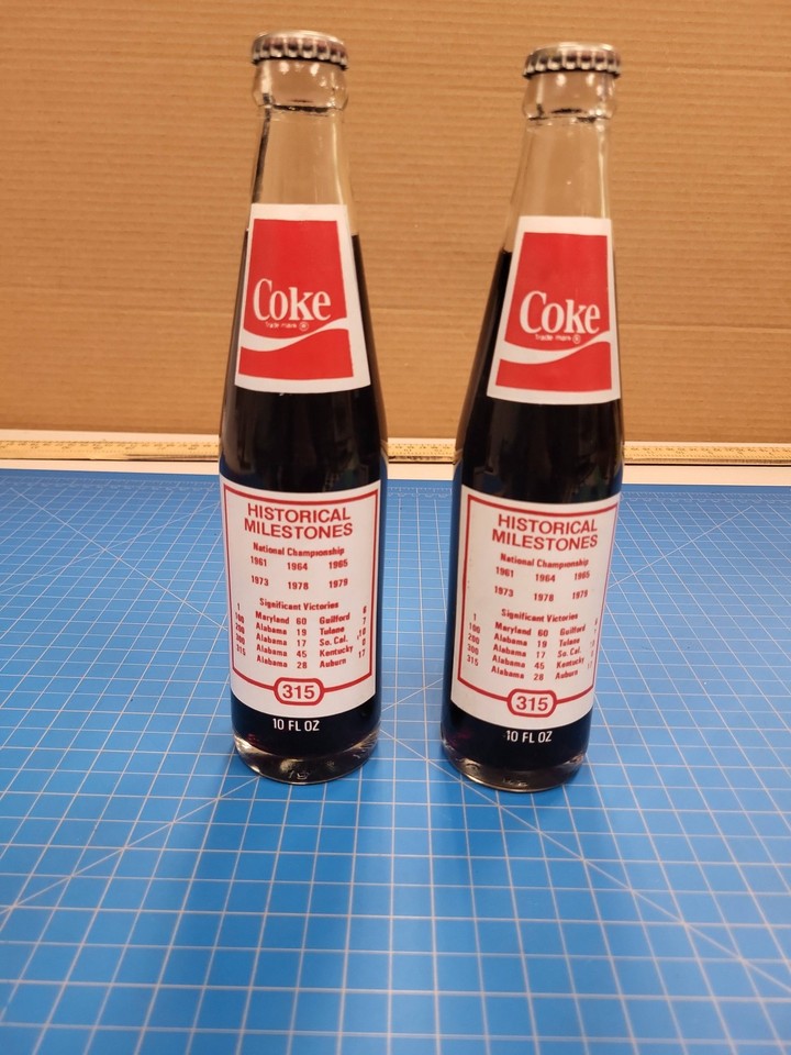 2 Coke Alabama Crimson Tide Paul Bear Bryant Bottles Collectible Soda ...