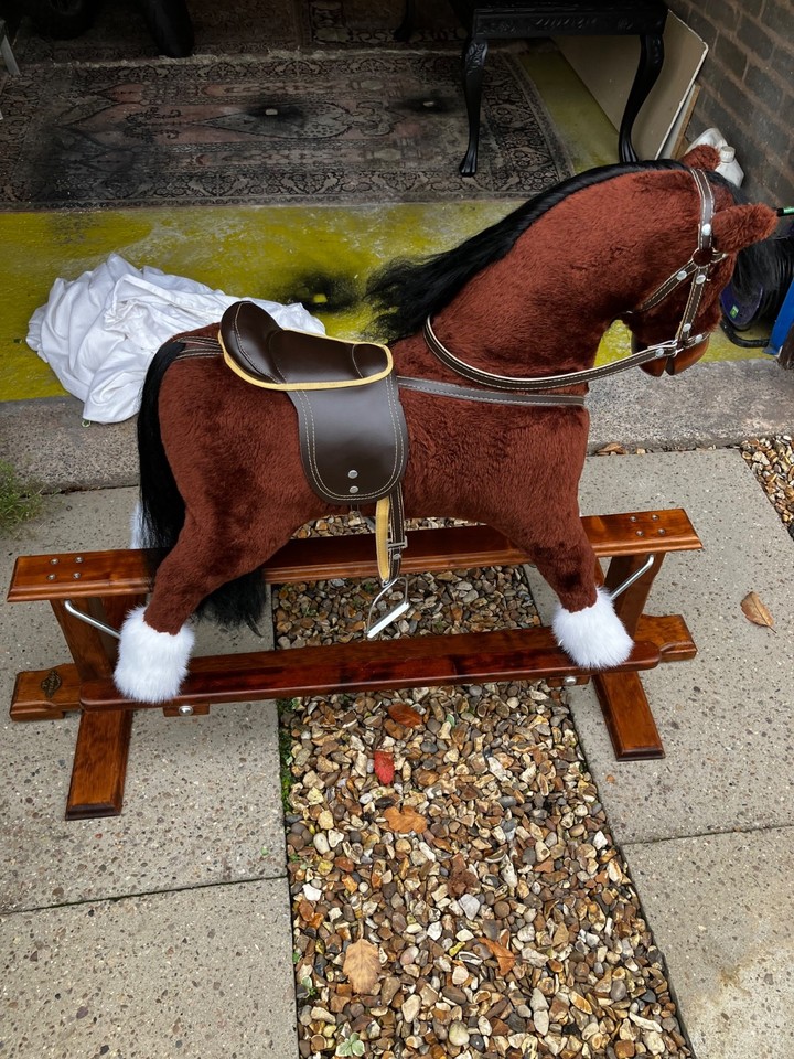 childs rocking horse by MJ Mark in chestnut with white fetlocks ...