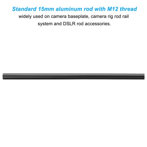 14" 15mm Rod Camera Rods M12 Thread Aluminum Alloy for Rail Support ...