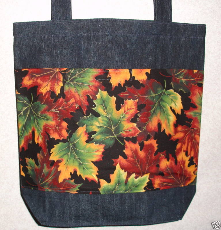 NEW Handmade Large Fall Maple Leaf Leaves Shopping Denim Tote Bag | eBay