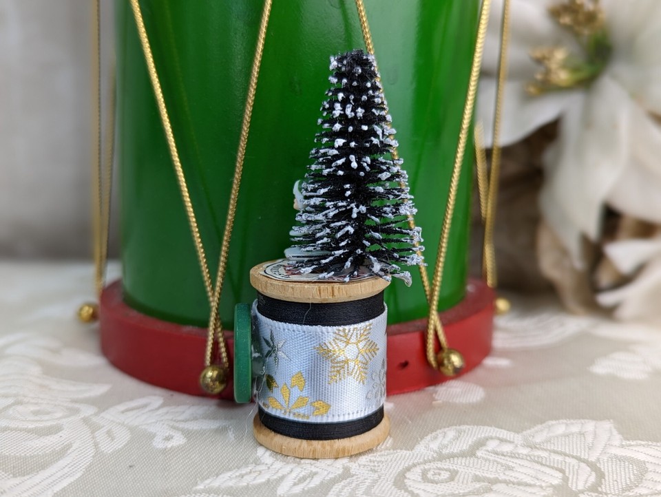 Christmas Decor Handmade w Bottle Brush Tree, Vintage Thread Spool, Elf ...