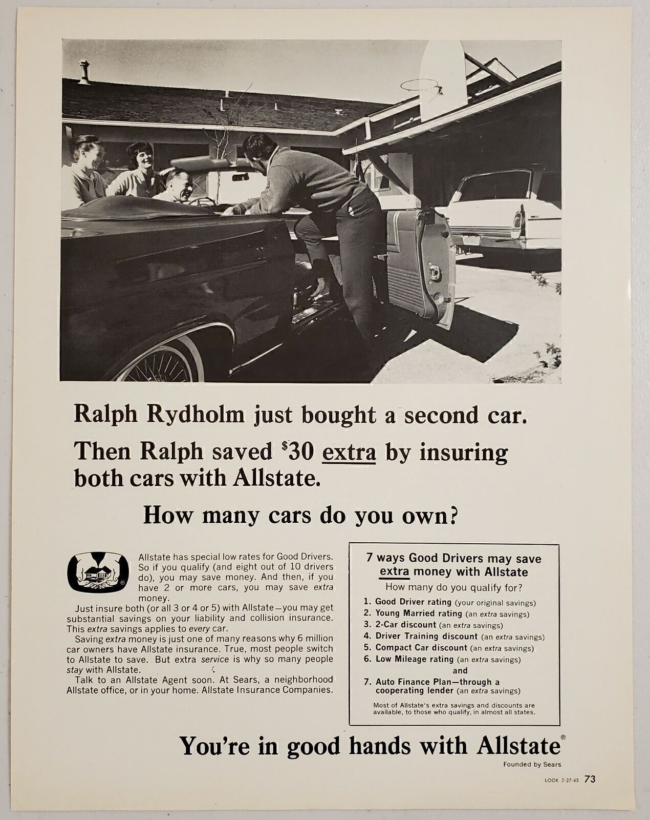 1965 Print Ad Allstate Automobile Insurance Ralph Bought a Second Car ...
