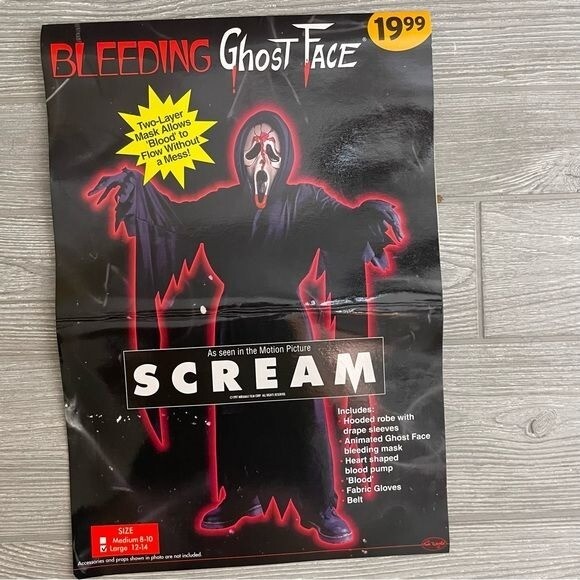 Nwt Vintage 1997 Scream Bleeding Ghostface Costume 6 Pc Set M 12-14 ...