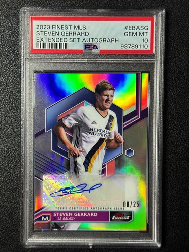 STEVEN GERRARD PSA 10 2023 TOPPS FINEST MLS EXTENDED SET REFRACTOR AUTO ...