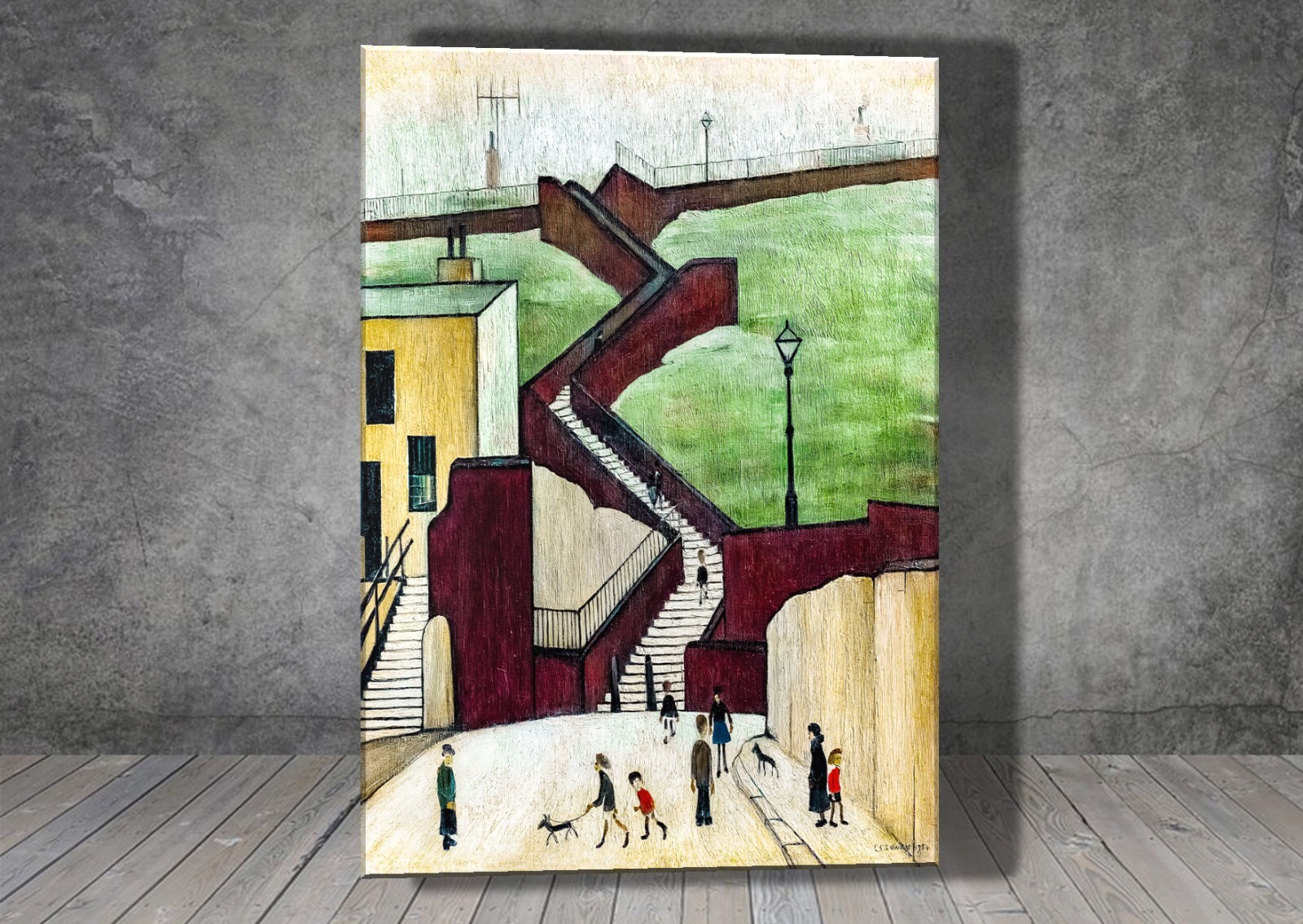 L. S. Lowry Town Steps Maryport CANVAS PAINTING ART PRINT POSTER 1596 ...