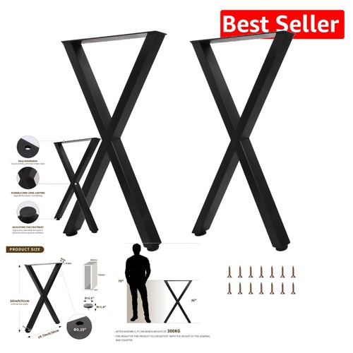 Durable 36-Inch Iron Table Legs - Heavy-Duty Industrial Design for ...