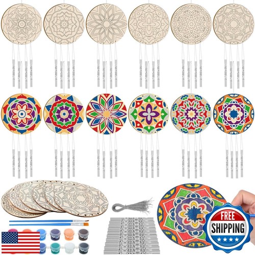 Silipull 24 Sets Mandala Wind Chimes Craft for Kids Color Your Own ...