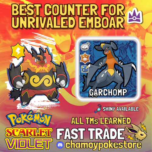 GARCHOMP Best Counter for UNRIVALED EMBOAR Tera Raid ⚡ Pokemon SCARLET ...