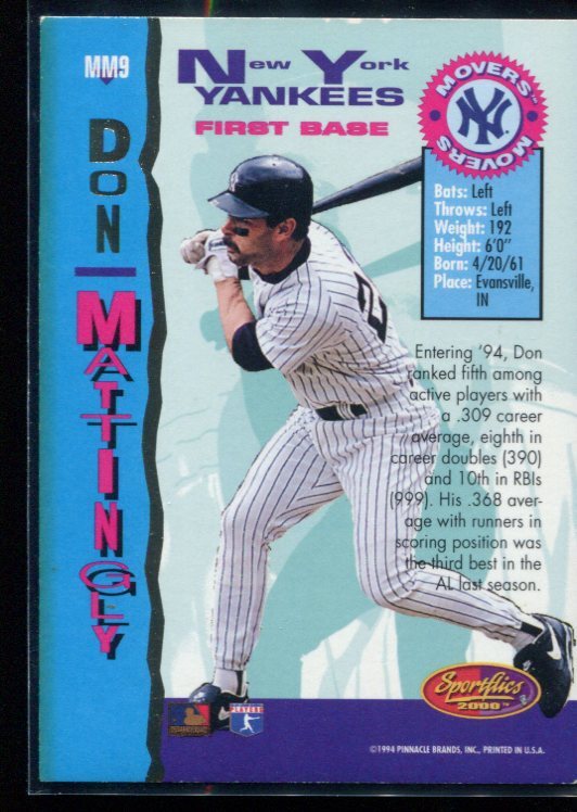 1994 Pinnacle Baseball Don Mattingly #MM9 New York Yankees Sport Flics ...