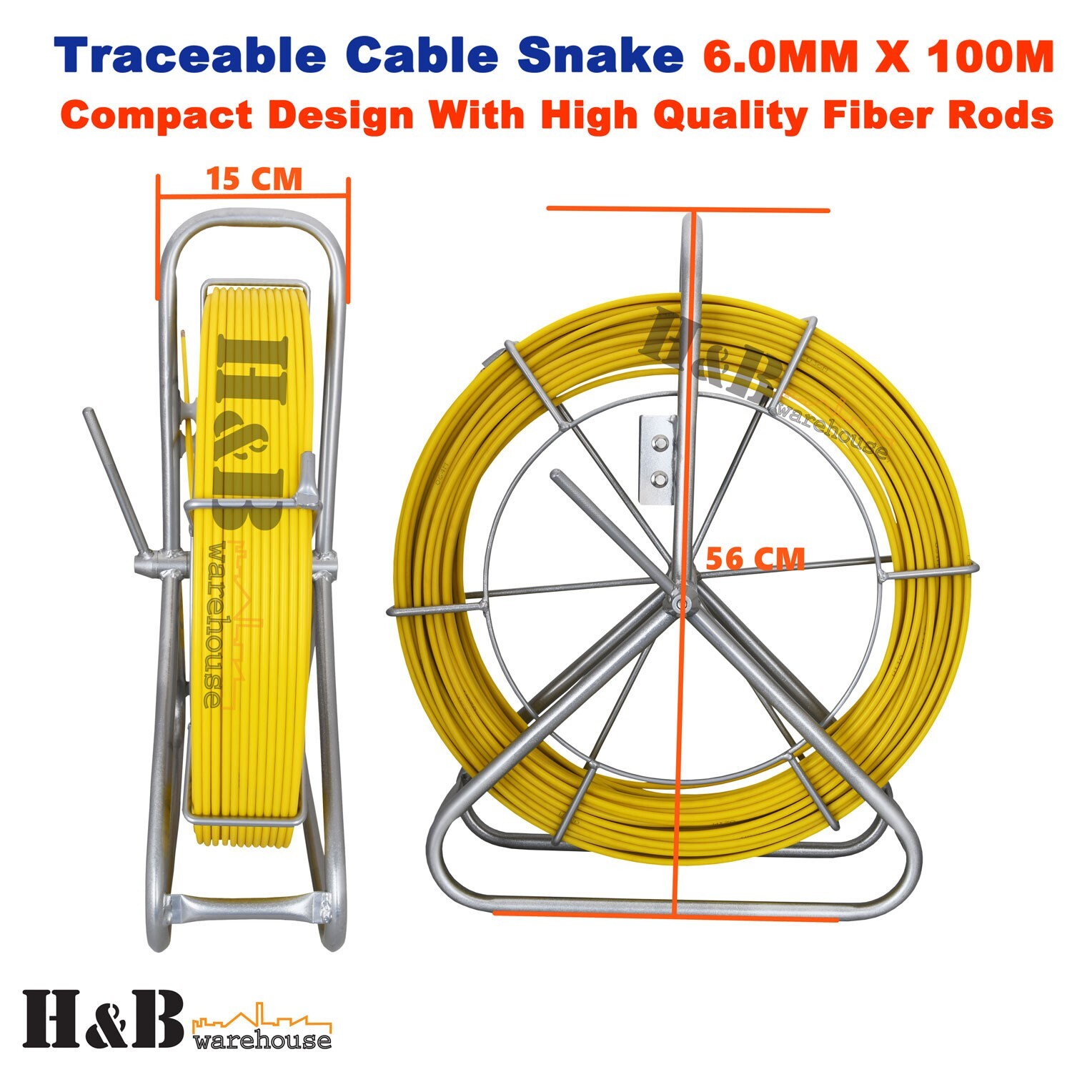 6mm 100M Traceable Cable Rodder Rod Reel Copper trace Wire Telstra NBN ...