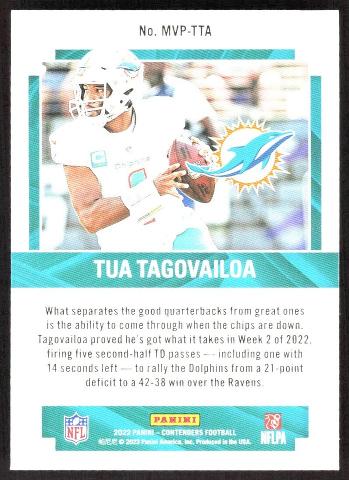 2022 731A PANINI CONTENDERS MVP Tua Tagovailoa Miami Dolphins #MVP-TTA ...