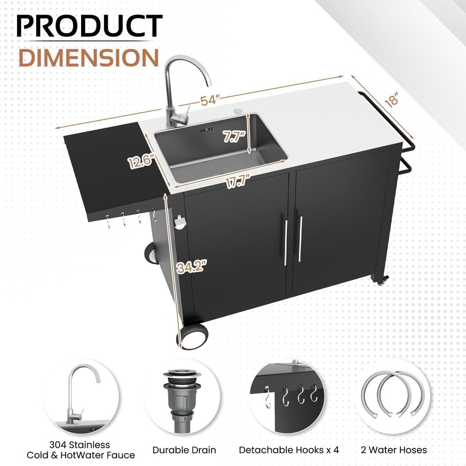 Stainless Steel Grill Prep Table Kitchen Cabinet, Outdoor Kitchen Sink ...