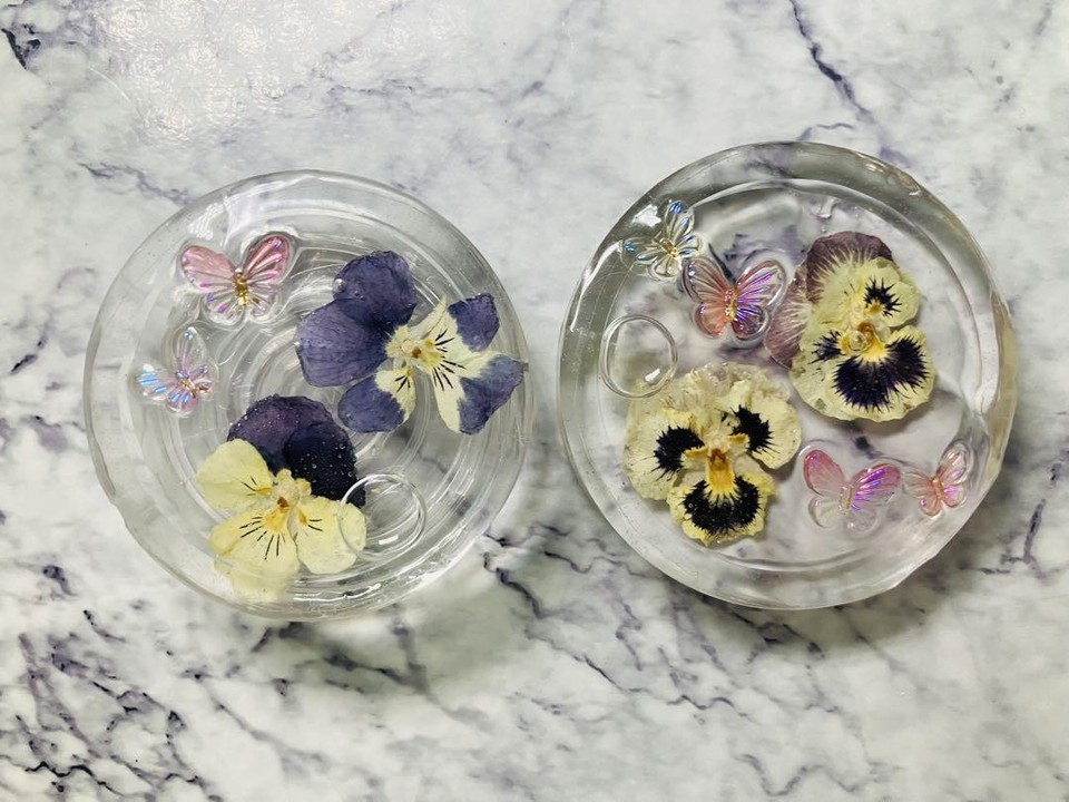 Final Resin Smartphone Grip Dried Flower Oil Butterfly Pansies Large ...