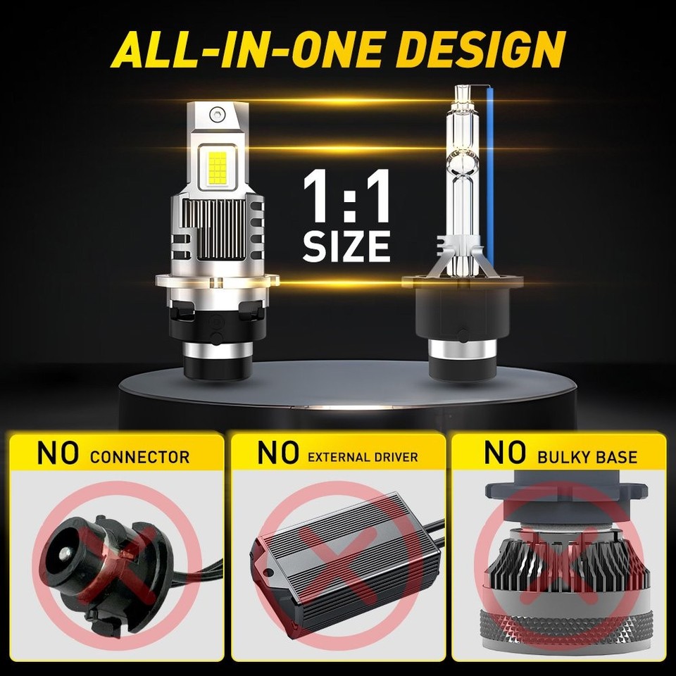 AUXITO D2S D2C D2R D2H LED Headlight Bulbs 6500K/set High&Low Beam ...