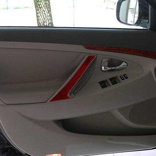 4Pcs Red Carbon Fiber Interior Door Pull Cover Trim For Toyota Camry ...
