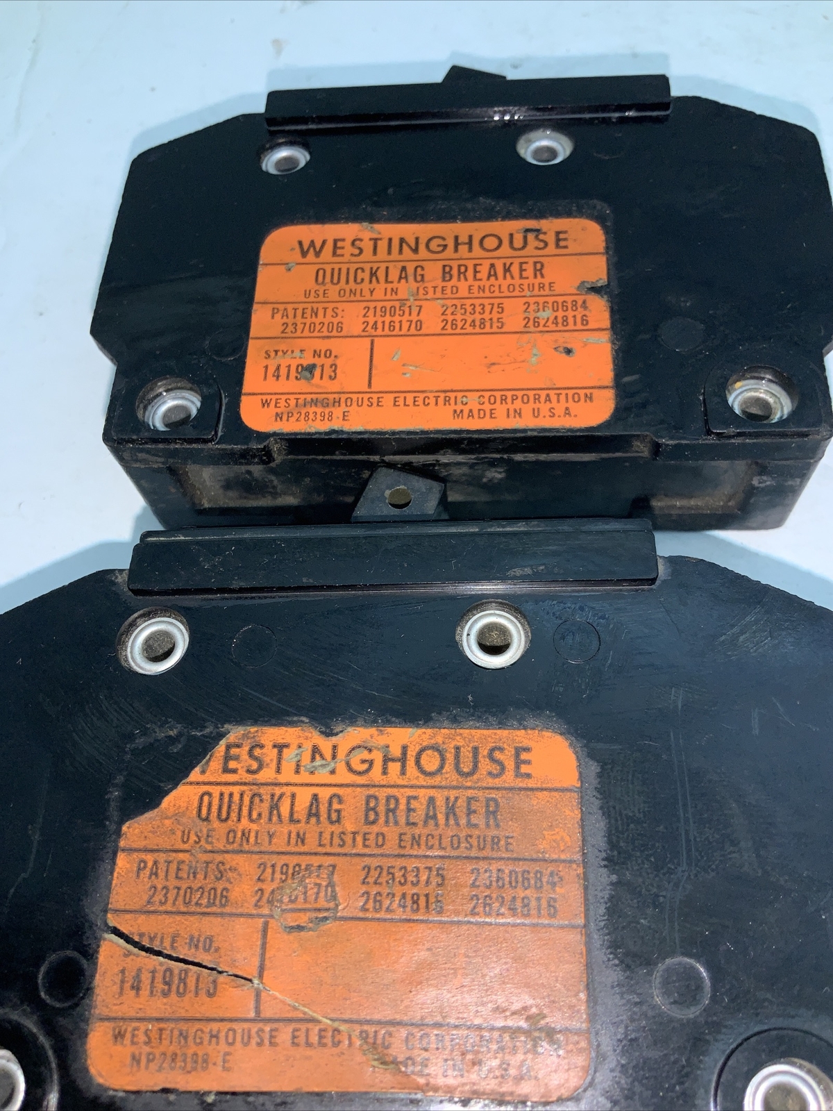 (2) Westinghouse QC1020 1419813 1P 20A 120V Quicklag Circuit Breaker ...
