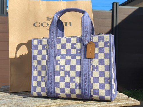 Coach Smith Tote with Checkerboard Print [Silver/Light Violet/Chalk] | eBay