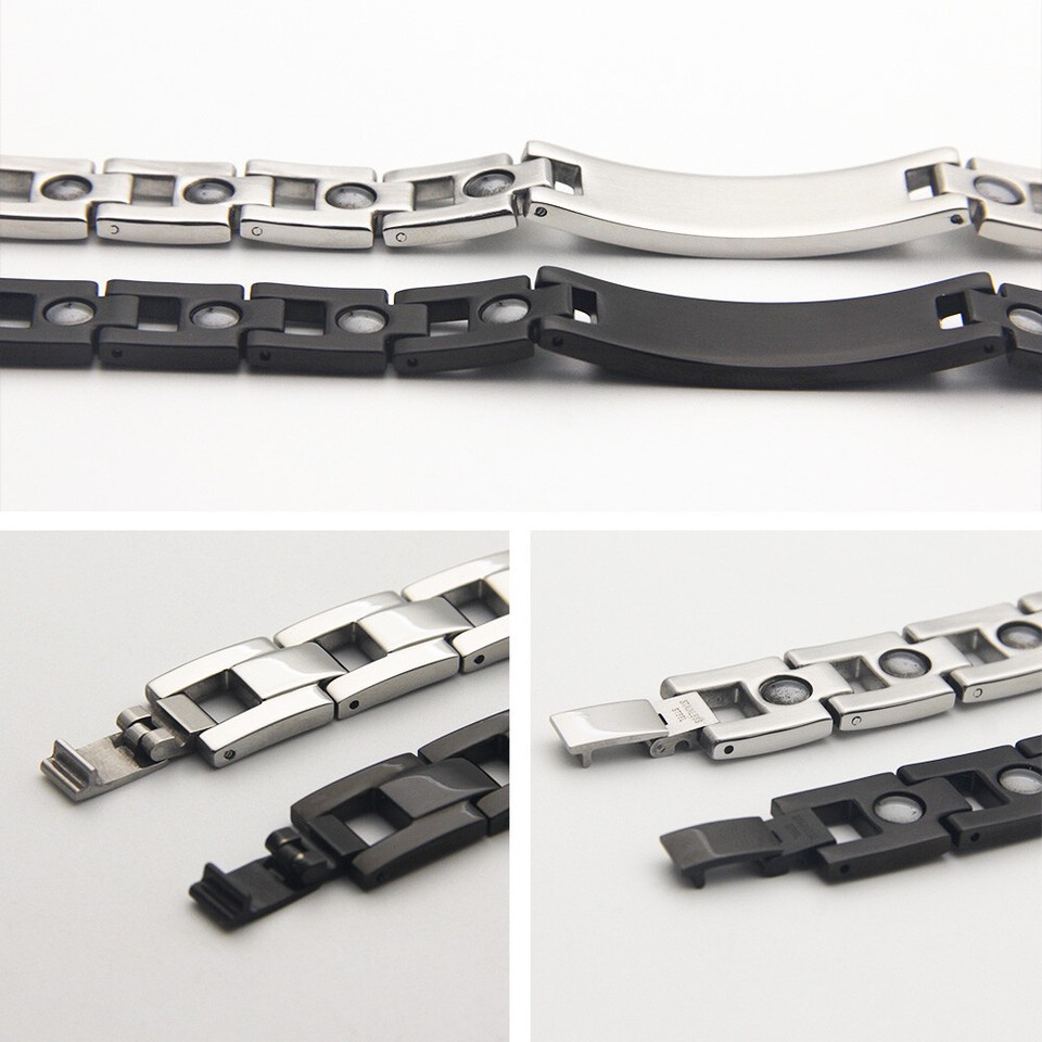 Personalised Engraved Bracelet Titanium Steel Magnetic Wristband for ...