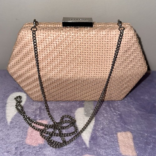 OLGA BERG Bag Clutch Purse Blush Pink Silver NIKITA WOVEN HEX POD As ...