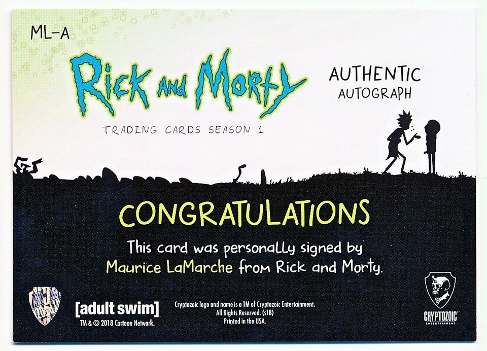 Rick & Morty Season 1 Maurice LaMarche Abradolf Lincoler SC Autograph ...
