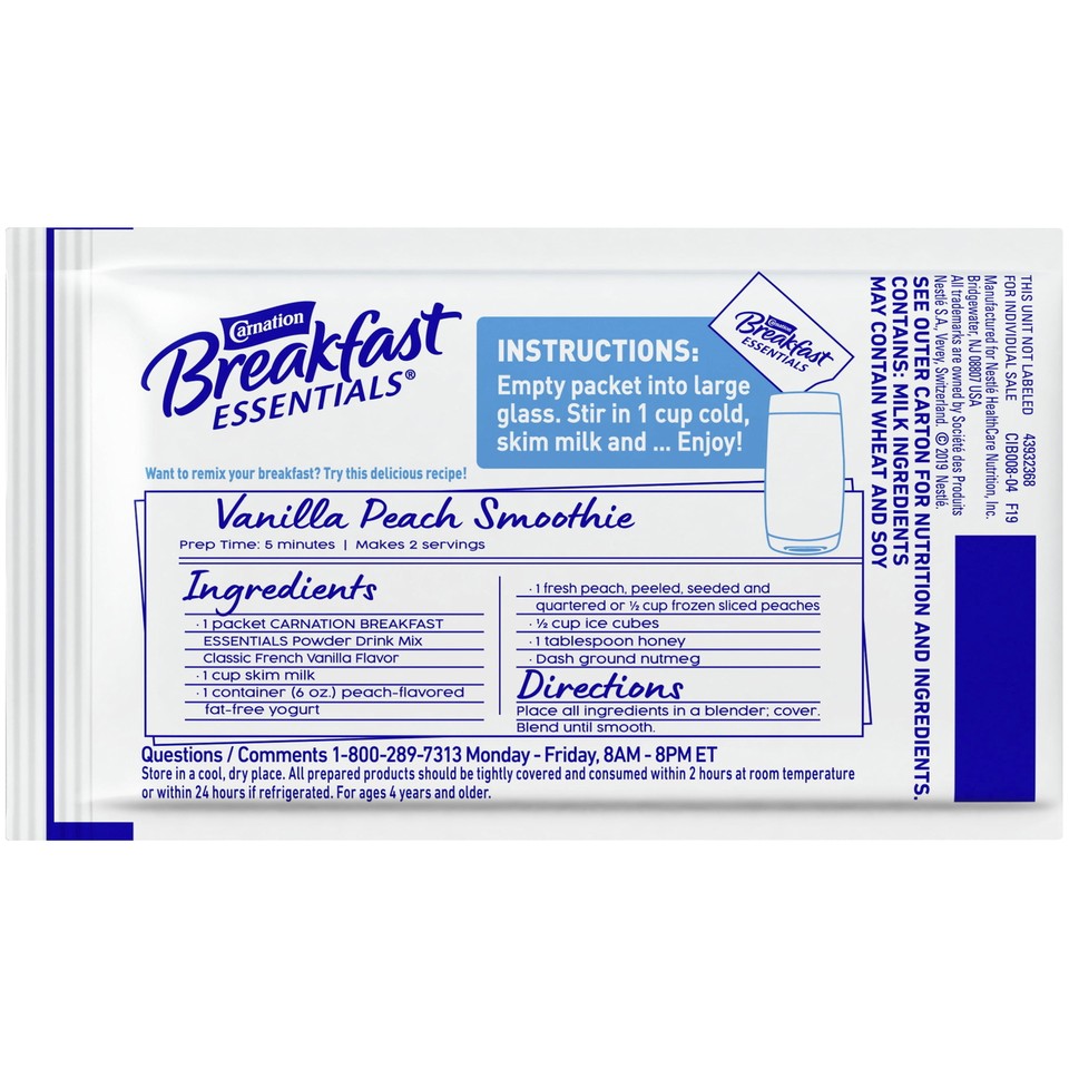 Carnation Breakfast Essentials Powder Nutritional Breakfast Drink Mix ...
