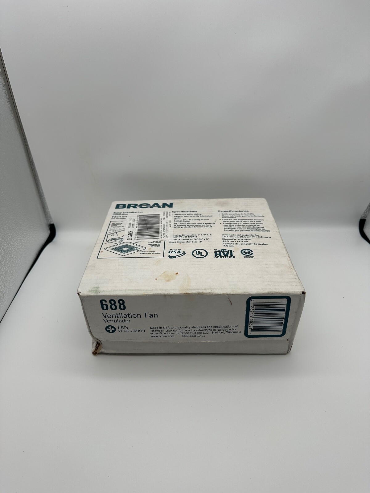 Broan 688 Ceiling Ventilation Fan 50 CFM 4 Sones White Bathroom Exhaust ...