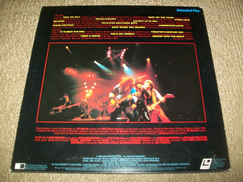 38 SPECIAL - WILD EYED AND LIVE! Laserdisc LD MUSIC EXCELLENT CONDITION ...