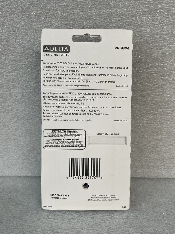 Delta RP19804 (1300 1400 Series) Tub Shower Valves Cartridge Assembly ...